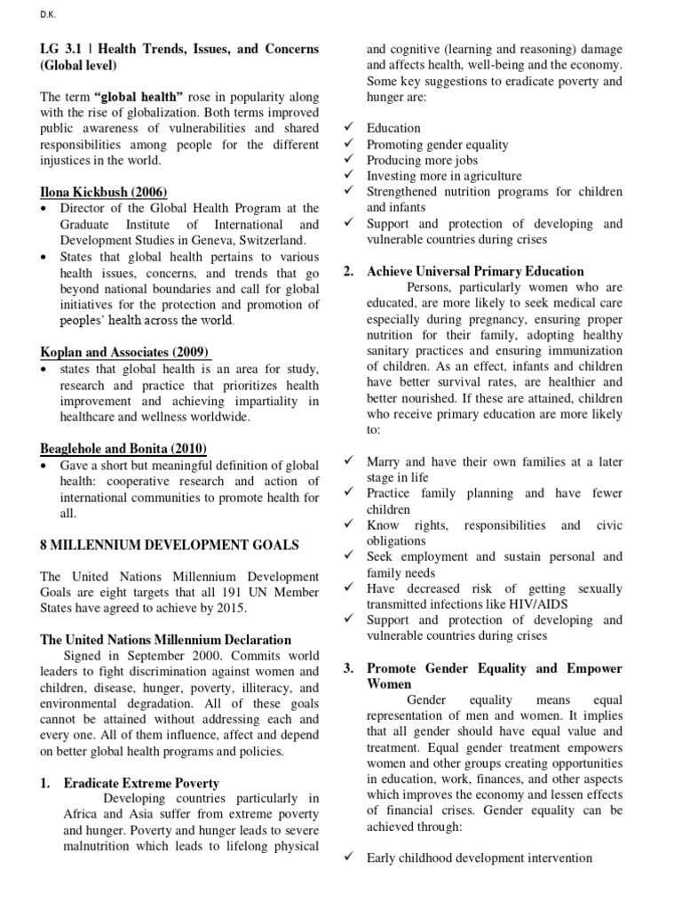 Health 3RD Quarter Handout | PDF | World Health Organization | Poverty