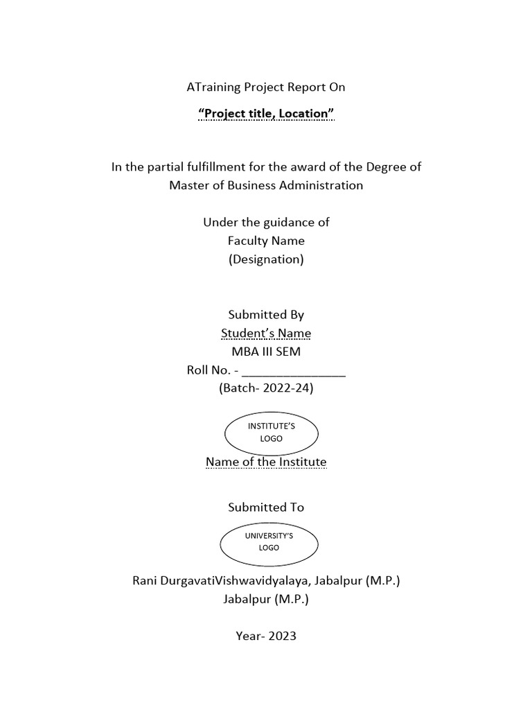 MBA Project Report Guidelines | PDF