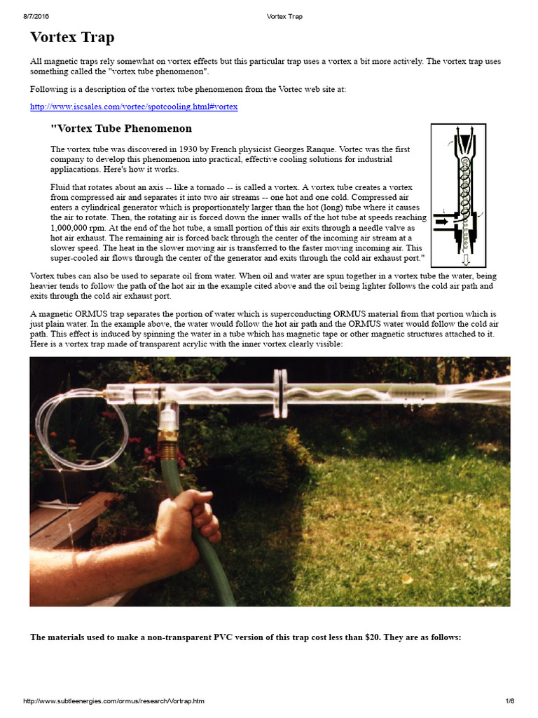 Vortex Trap | PDF | Pipe (Fluid Conveyance) | Vortices