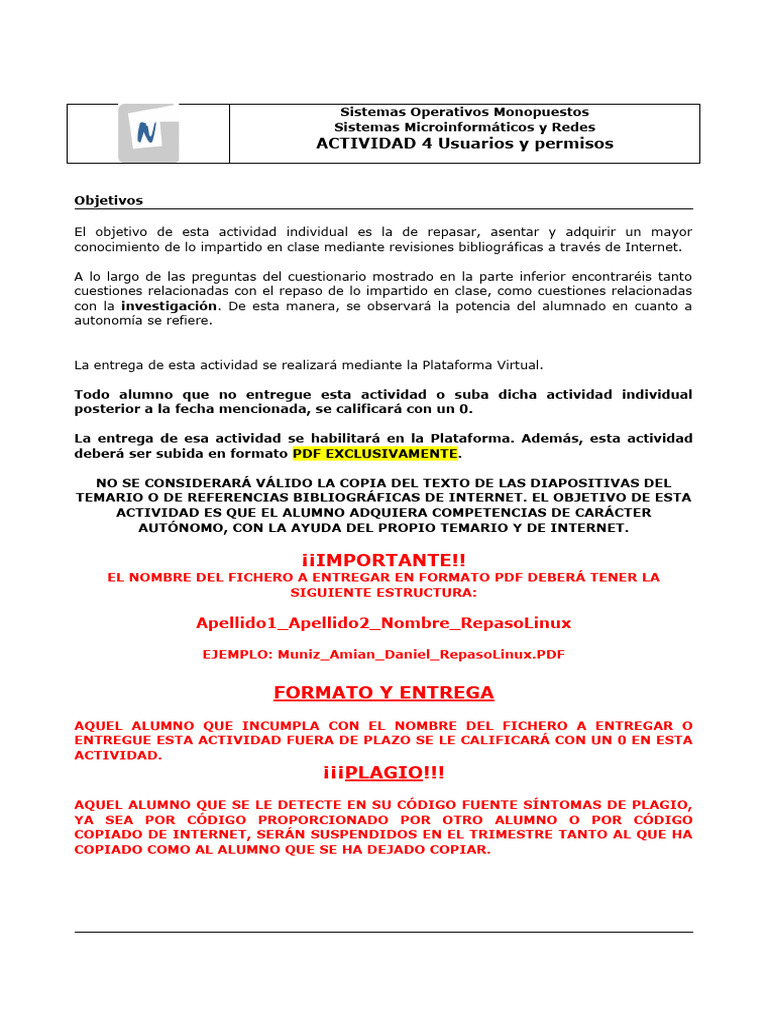 Actividad 4 - Usuarios y Permisos | PDF | Archivo de computadora | Internet