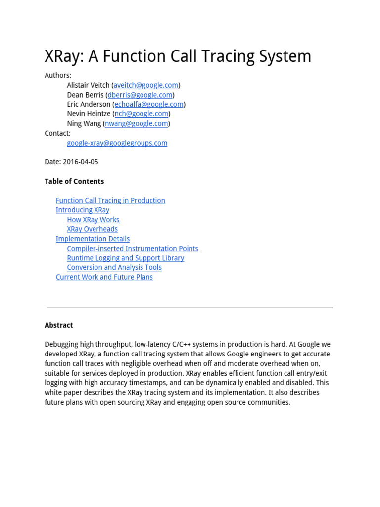 Xray: A Function Call Tracing System | Download Free PDF | Library (Computing) | Thread (Computing)