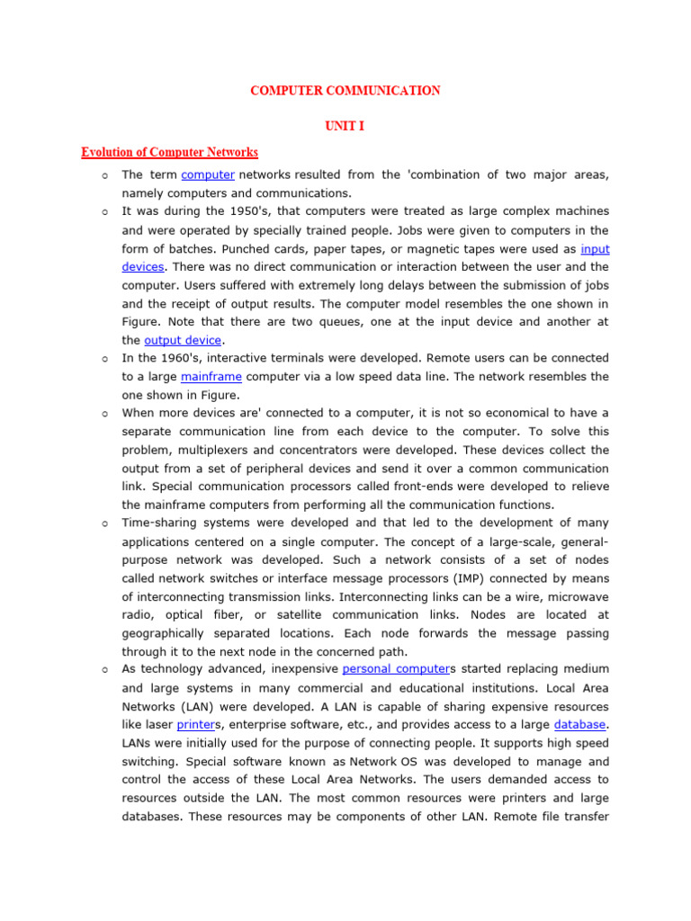 Unit 1 Notes - Computer Communication | PDF | Osi Model | Computer Network