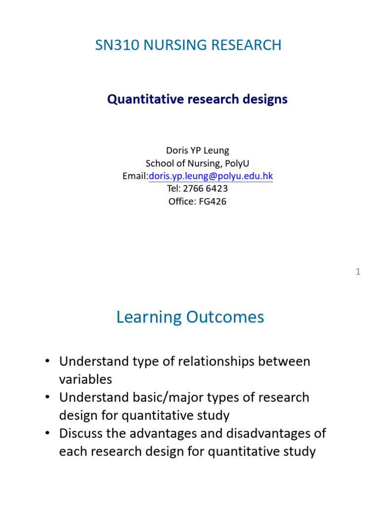 SN310 Quantitative Research Design (18sept 2023) | PDF | Randomized Controlled Trial | Cohort Study