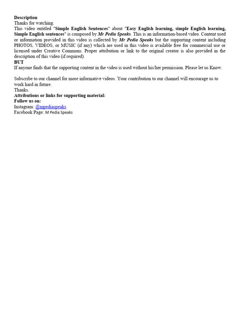 Description Simple English Sentences | PDF | You Tube | Planets