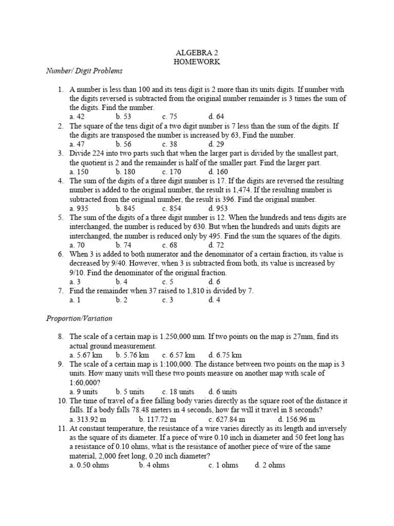 Algebra 2 Homework Feb 2023 | PDF | Numbers | Metrology