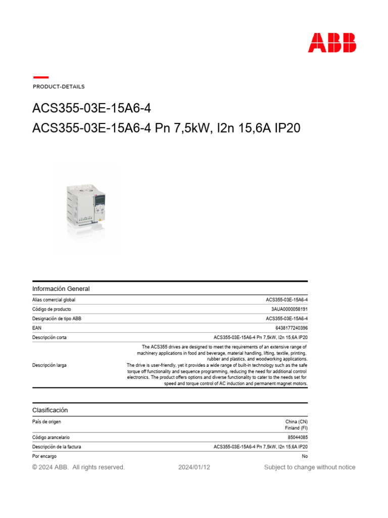 FICHA TECNICA VARIADOR ABB | PDF | Hardware de la computadora | Redes ...