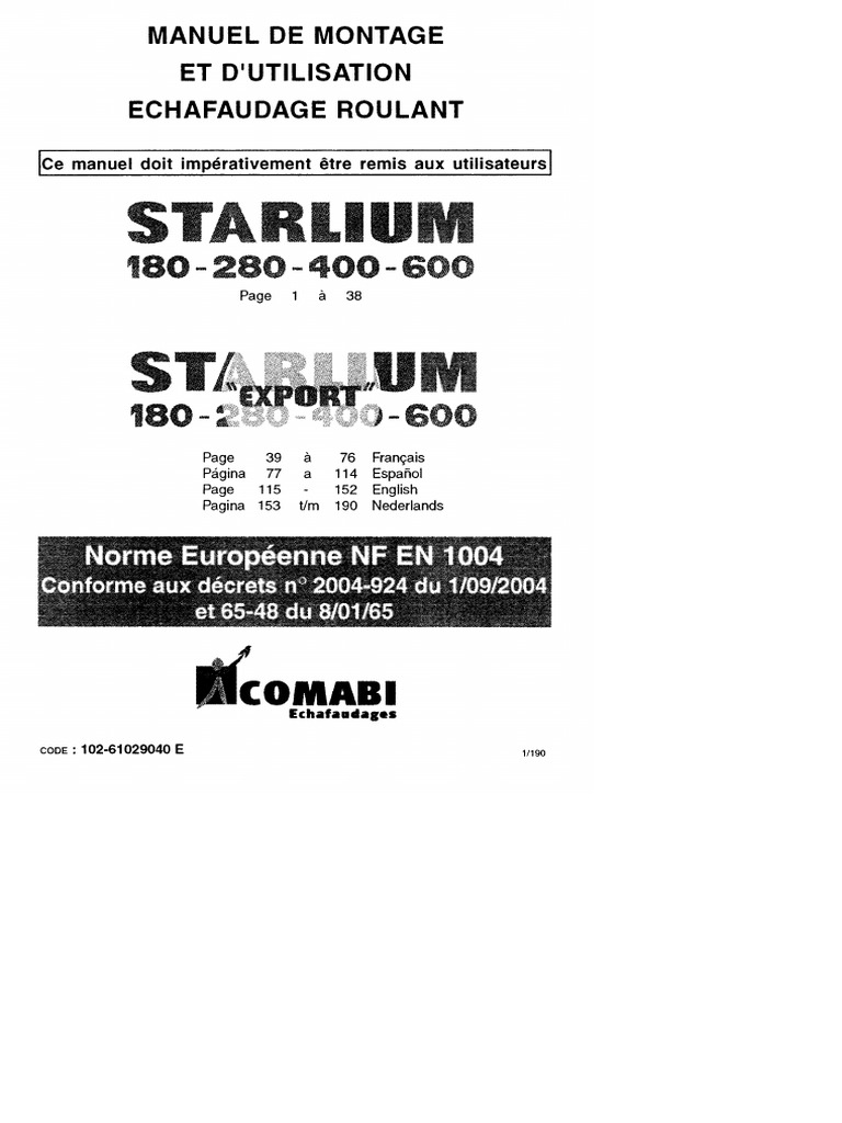 Notice Tubesca Starlium - 2018 | PDF