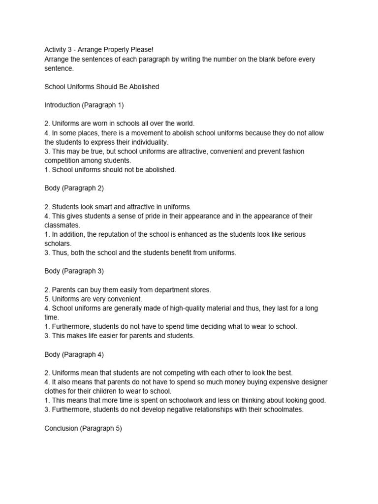 Activity 3 - Arrange Properly Please | PDF