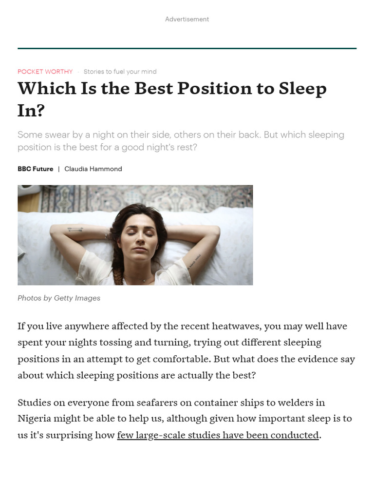 Which Is The Best Position To Sleep in | PDF | Gastroesophageal Reflux ...