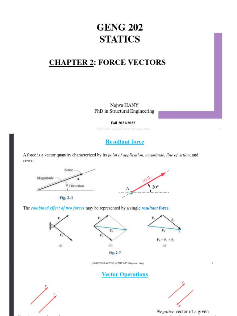GENG202-Chapter 2-Force Vectors | PDF | Euclidean Vector | Force GENG202-Chapter 2-Force Vectors | PDF | Euclidean Vector | Force