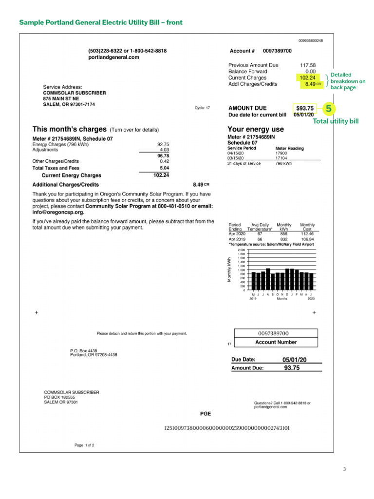 PGE Sample Bill | PDF | Finance & Money Management | Law