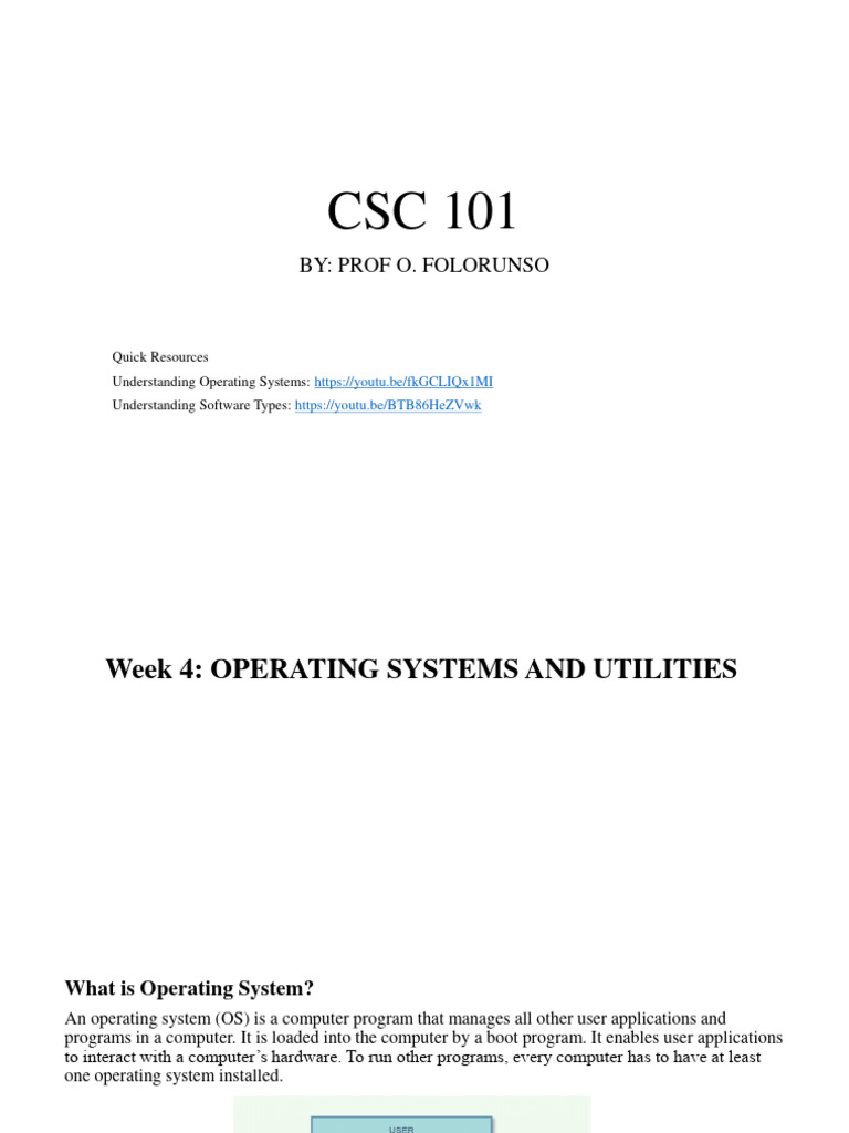 CSC 101 LECTURE NOTES - 09 - 05 - 2023 Complete | PDF | Operating ...