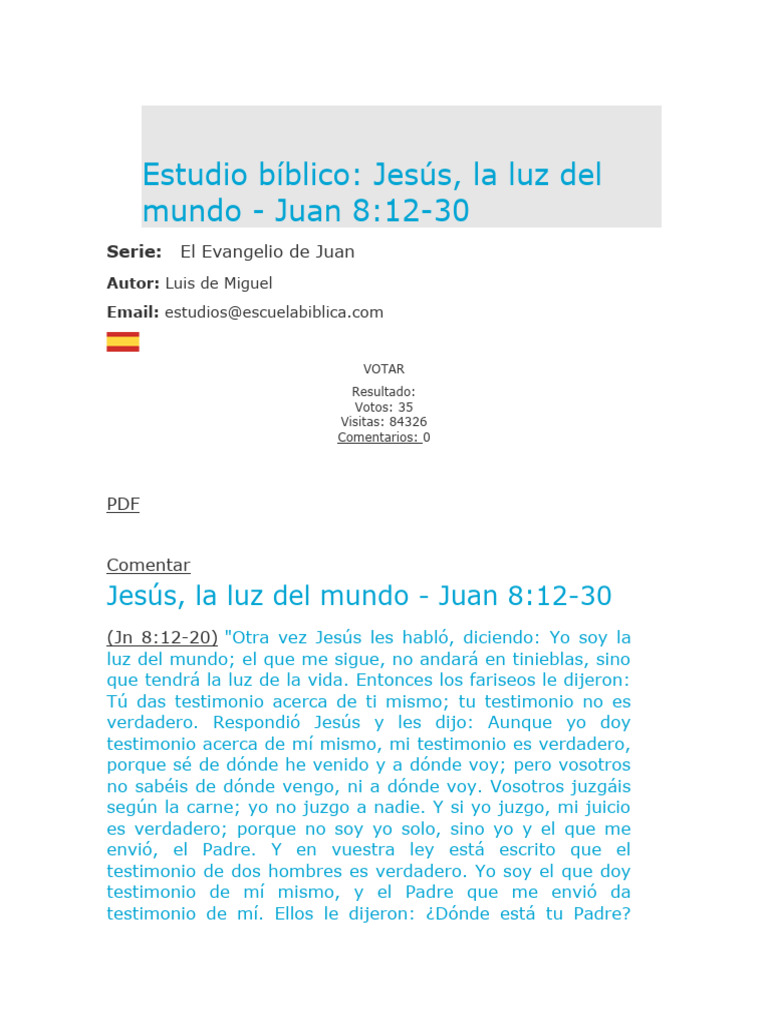 Estudio Bíblico DE Juan 8-32 | PDF | Jesús | Pecado