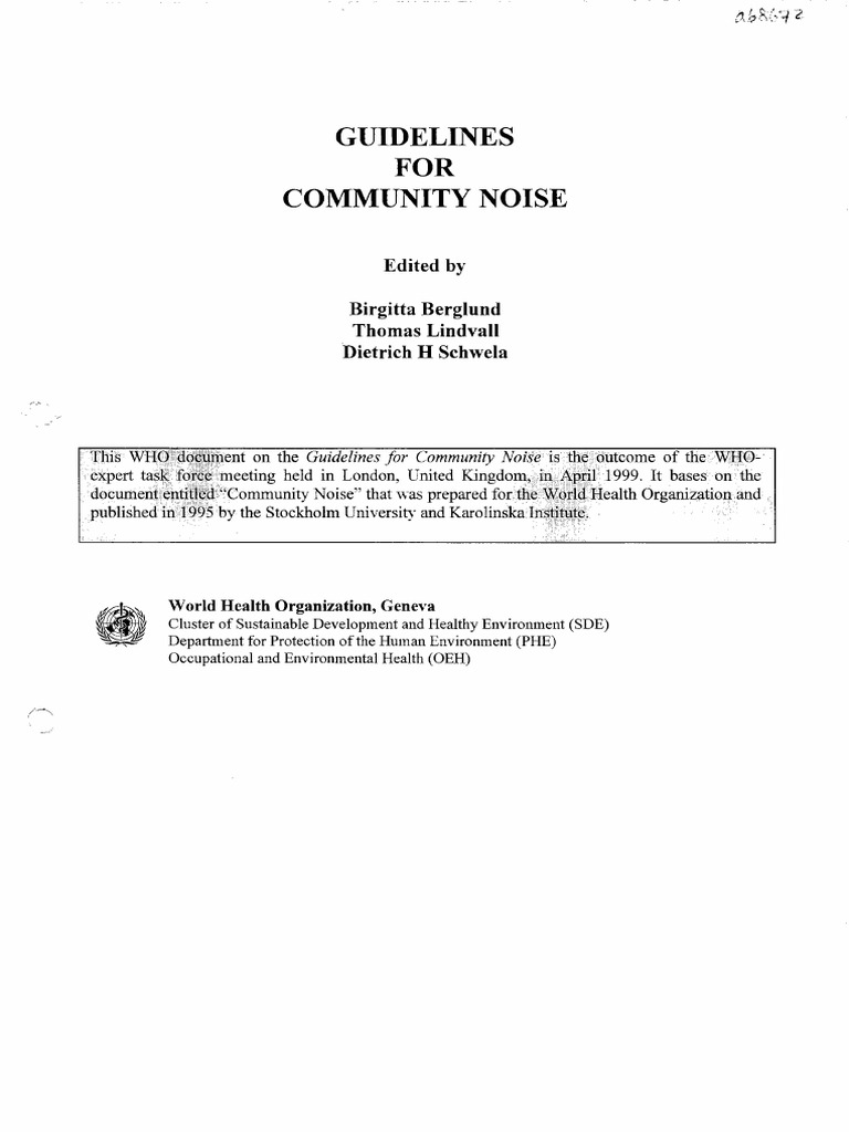 Community Noise Guidelines by WHO | PDF