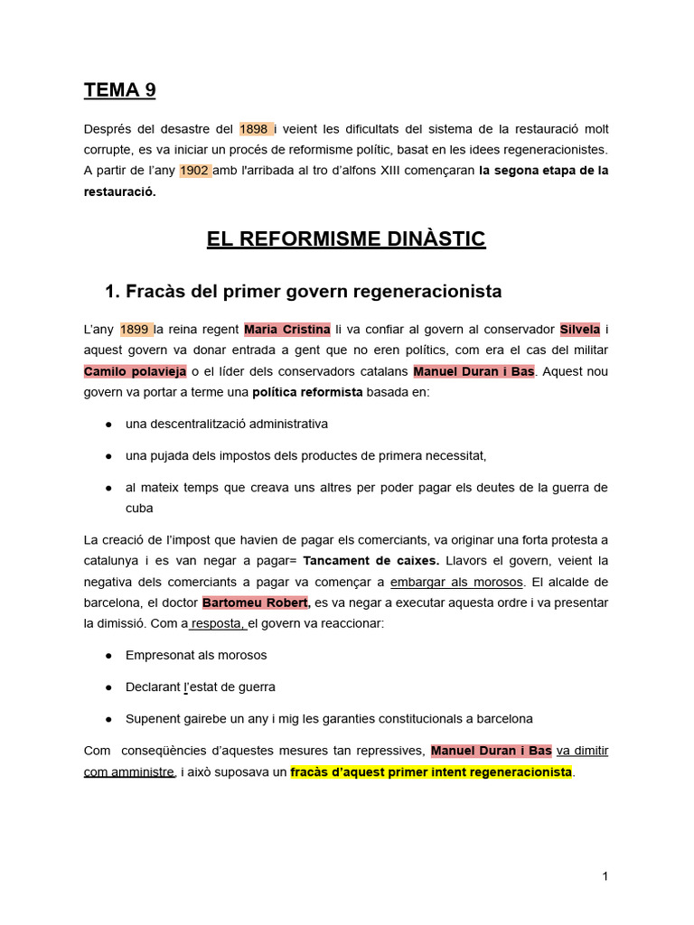 Primera Part Tema 9 Hist | PDF