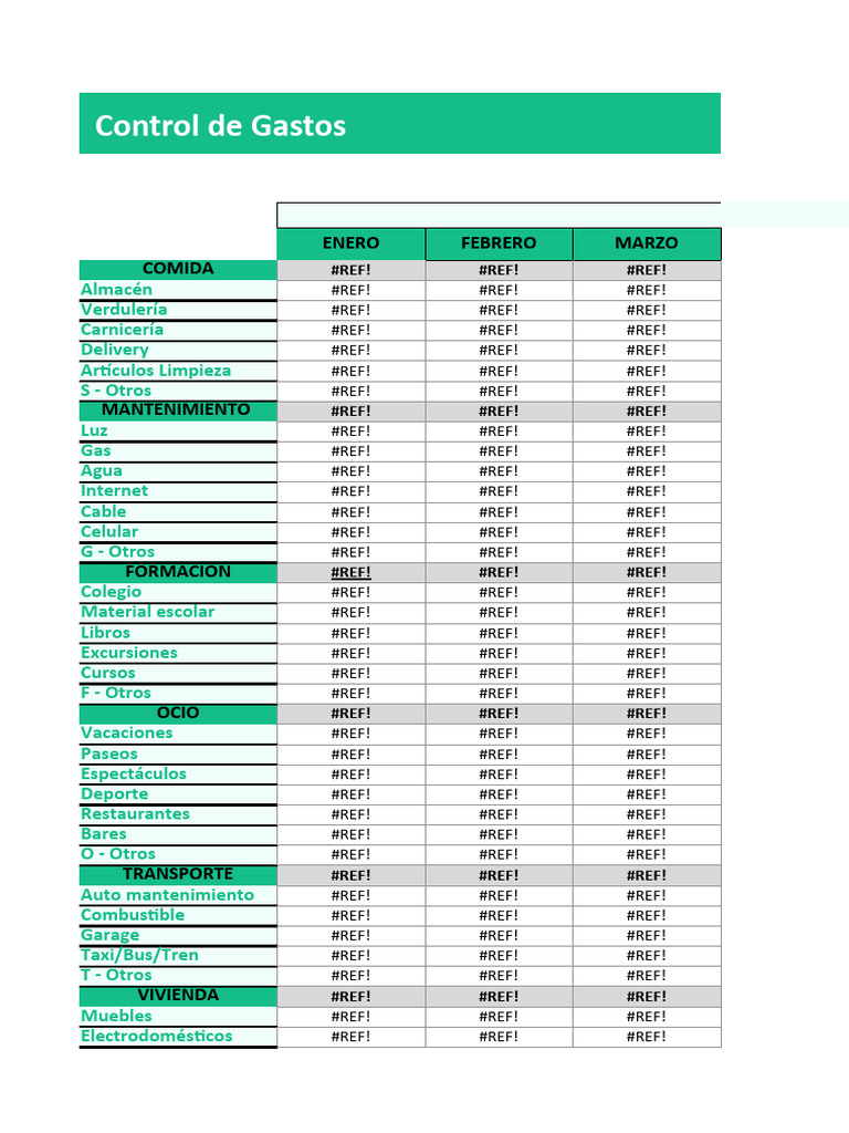 Planilla de Excel para Control de Gastos | PDF