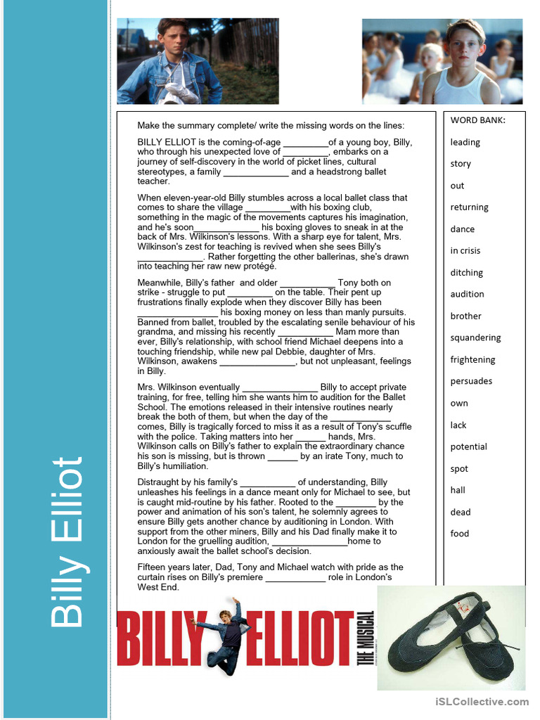 Billy Elliot - A Cloze Test | PDF
