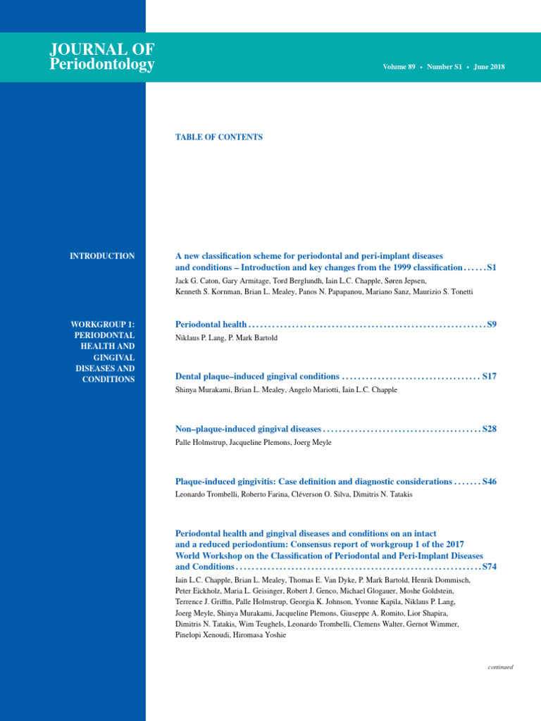 Journal of Periodontology - 2018 - Issue Information | PDF ...