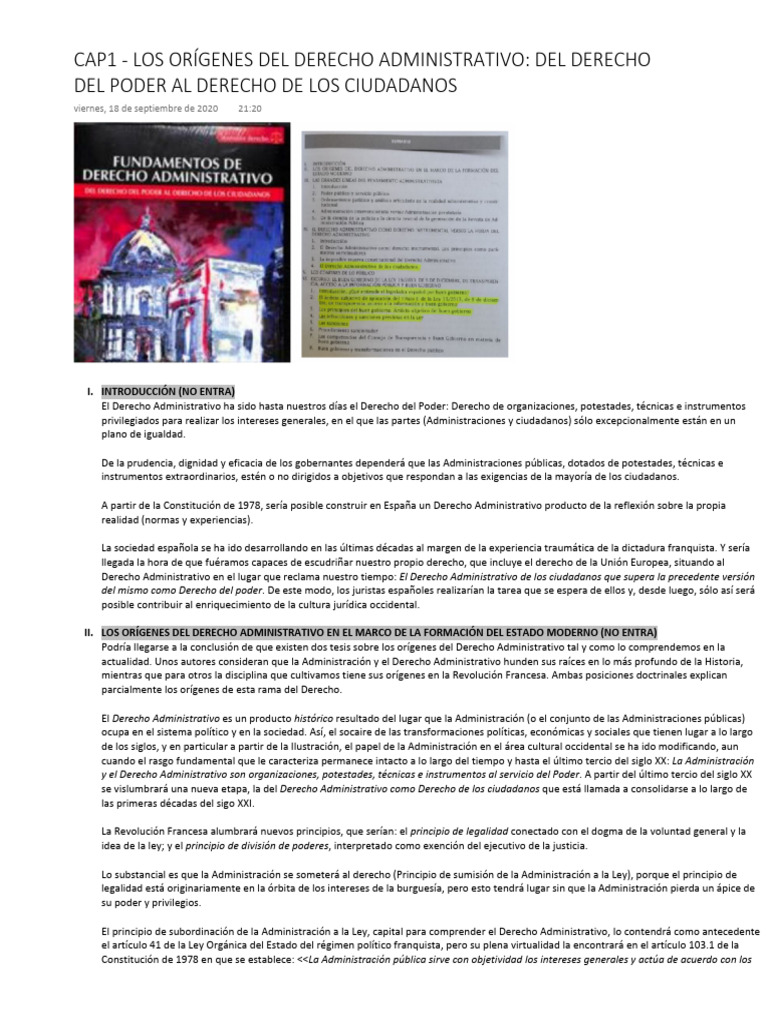 FDA - CAP1 Los Orígenes Del Derecho Administrativo. Del Derecho Del Poder Al Derecho de Los ...