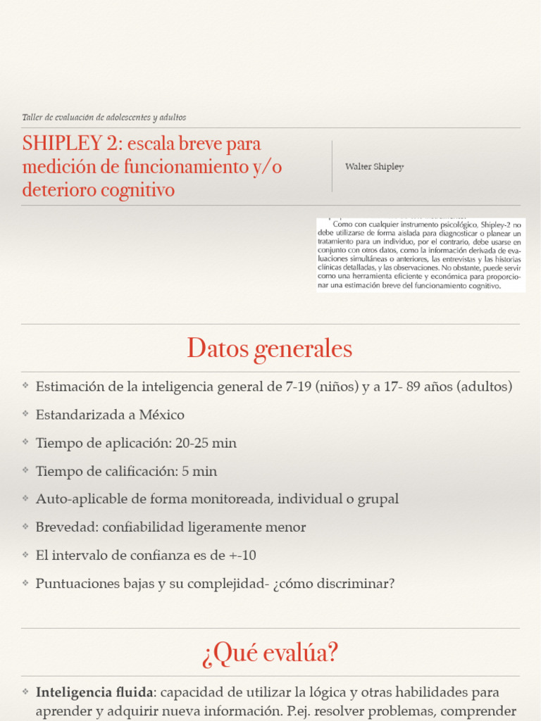 Shipley 2 | Descargar gratis PDF | Inteligencia | Memoria
