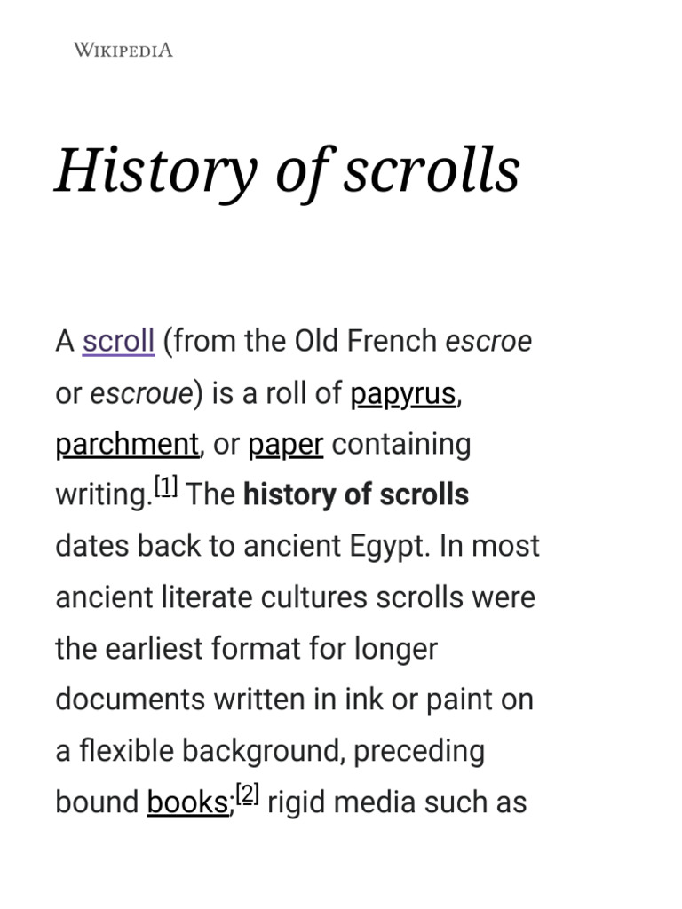 History of Scrolls - Wikipedia | PDF | Codex | Books