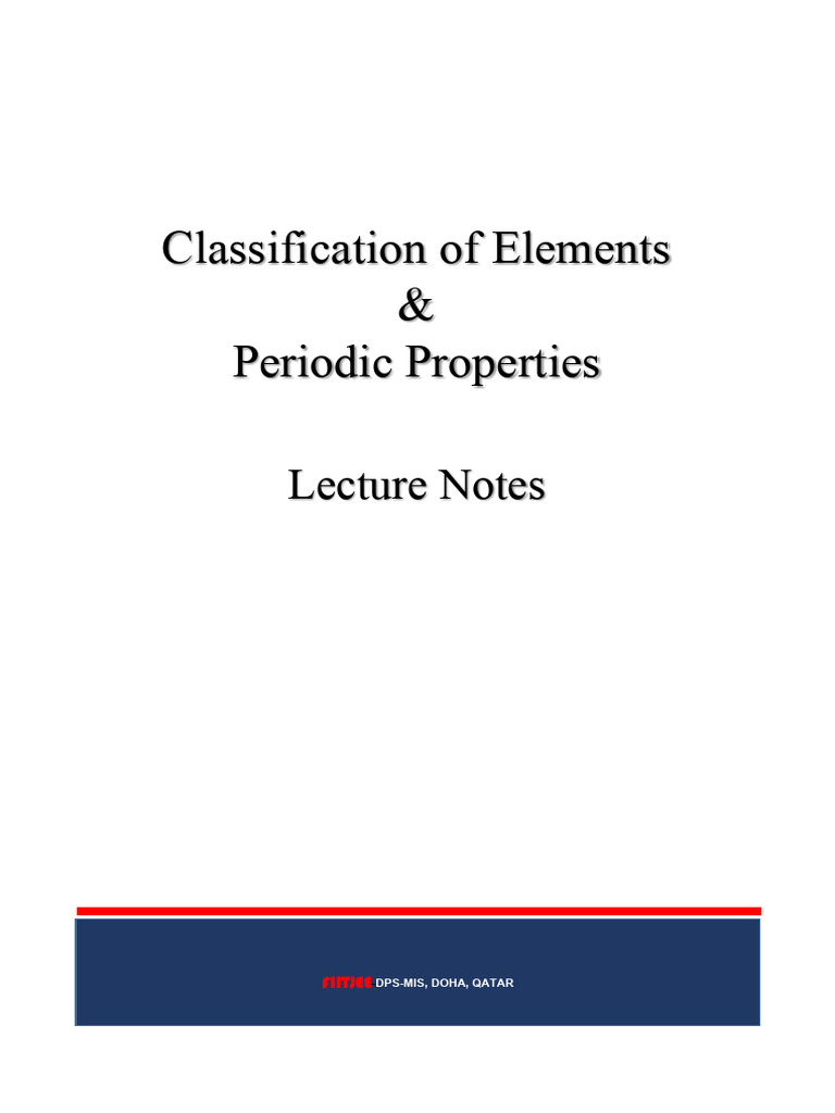Periodic Table - Lecture Note | PDF | Periodic Table | Chemical Elements