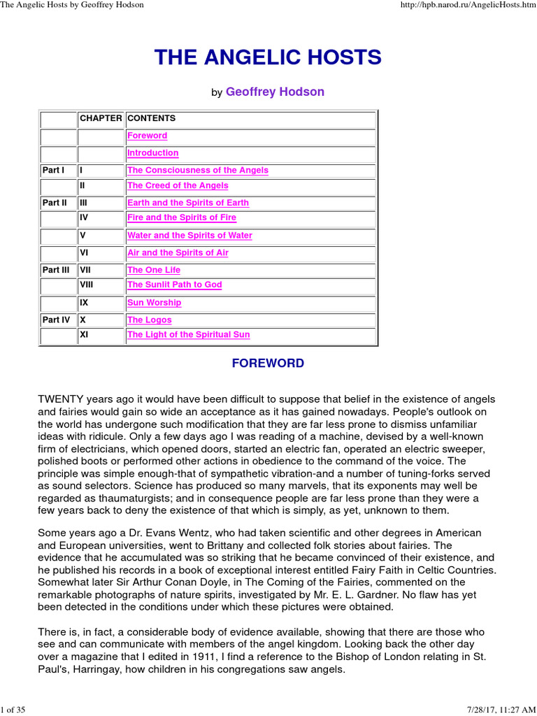 The Angelic Hosts by Geoffrey Hodson | PDF | Plane (Esotericism)