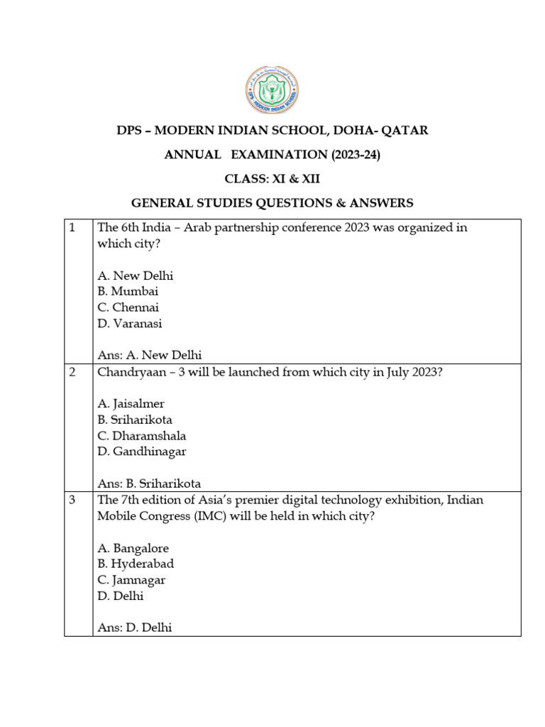 Class XI XII General Studies Question Answers | PDF | Mahatma Gandhi