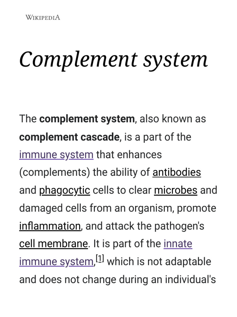 Complement System | PDF | Complement System | Medical Specialties Complement System | PDF | Complement System | Medical Specialties