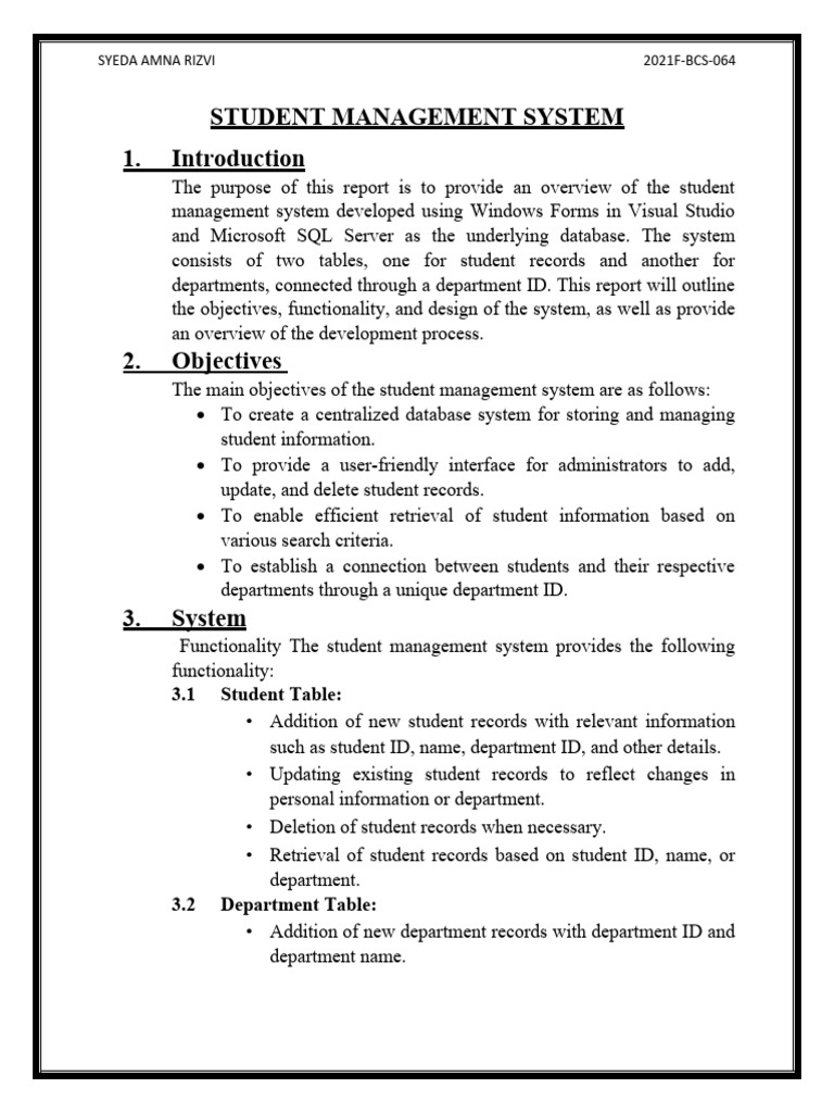 Student Management System | PDF | Databases | Microsoft Sql Server