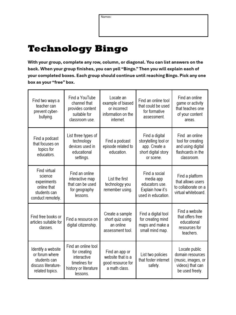 Technology Bingo | PDF