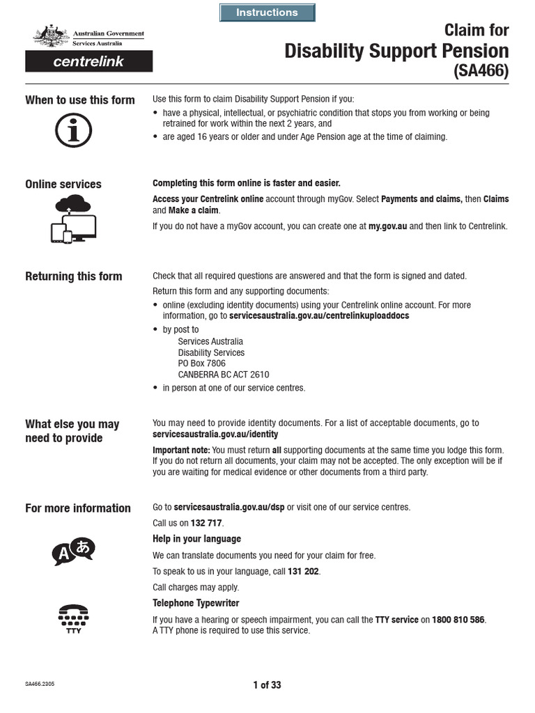Disabikity Pension Application Form Sa466-2305en-F | PDF | Travel Visa ...