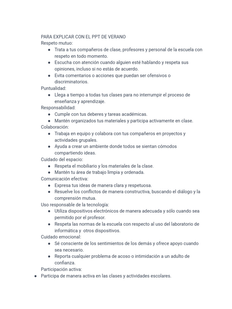 Reglas de La Escuela 2024-Estudiantes | PDF | Crecimiento personal y ...