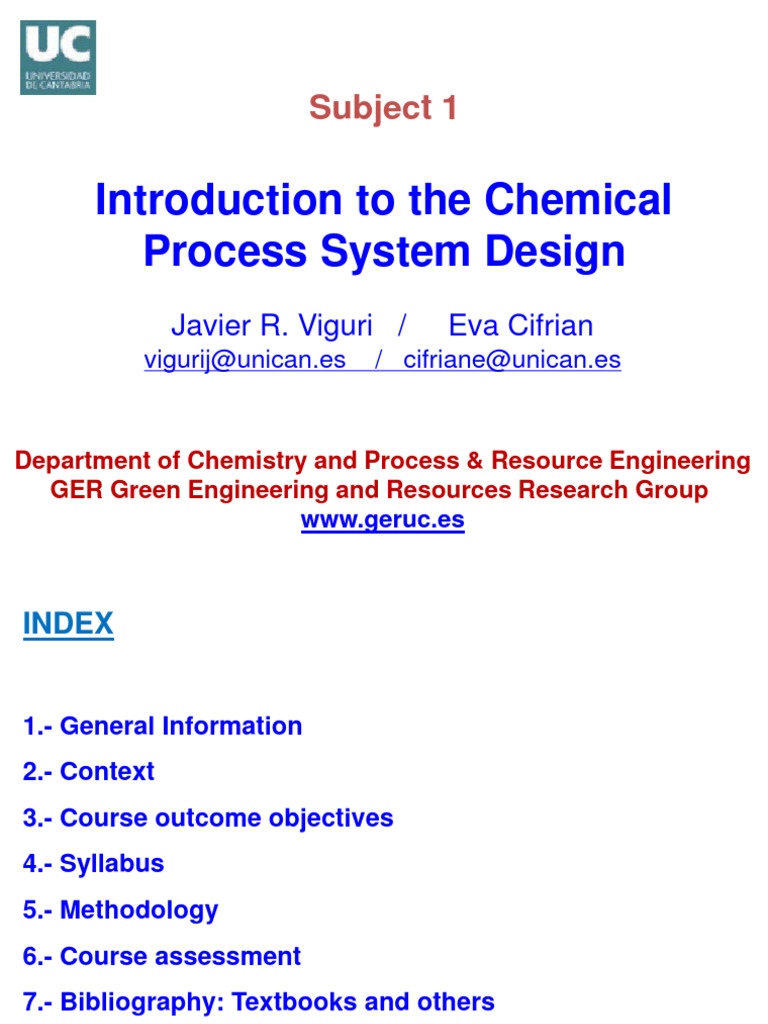 Subject 1. Introducción To The CPSD. 2022-23 | PDF | Chemical Engineering | Engineering