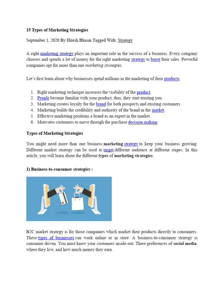 15 Types of Marketing Strategies | PDF | Marketing | Popular Culture ...