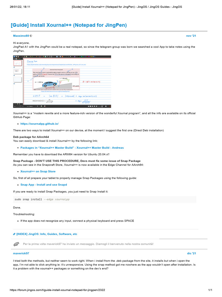 (Guide) Install Xournal++ (Notepad For JingPen) - JingOS - JingOS Guides - JingOS | PDF | Linux ...