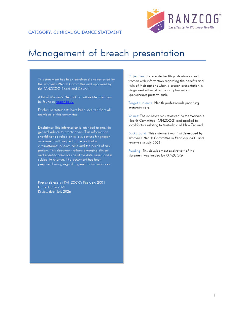 Management-Of-Breech-Presentation Rekomendasi | PDF | Childbirth ...