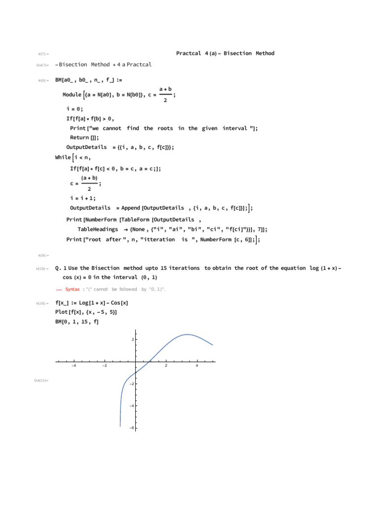 Bisection Method Root Finding Examples | PDF | Mathematical Logic ...
