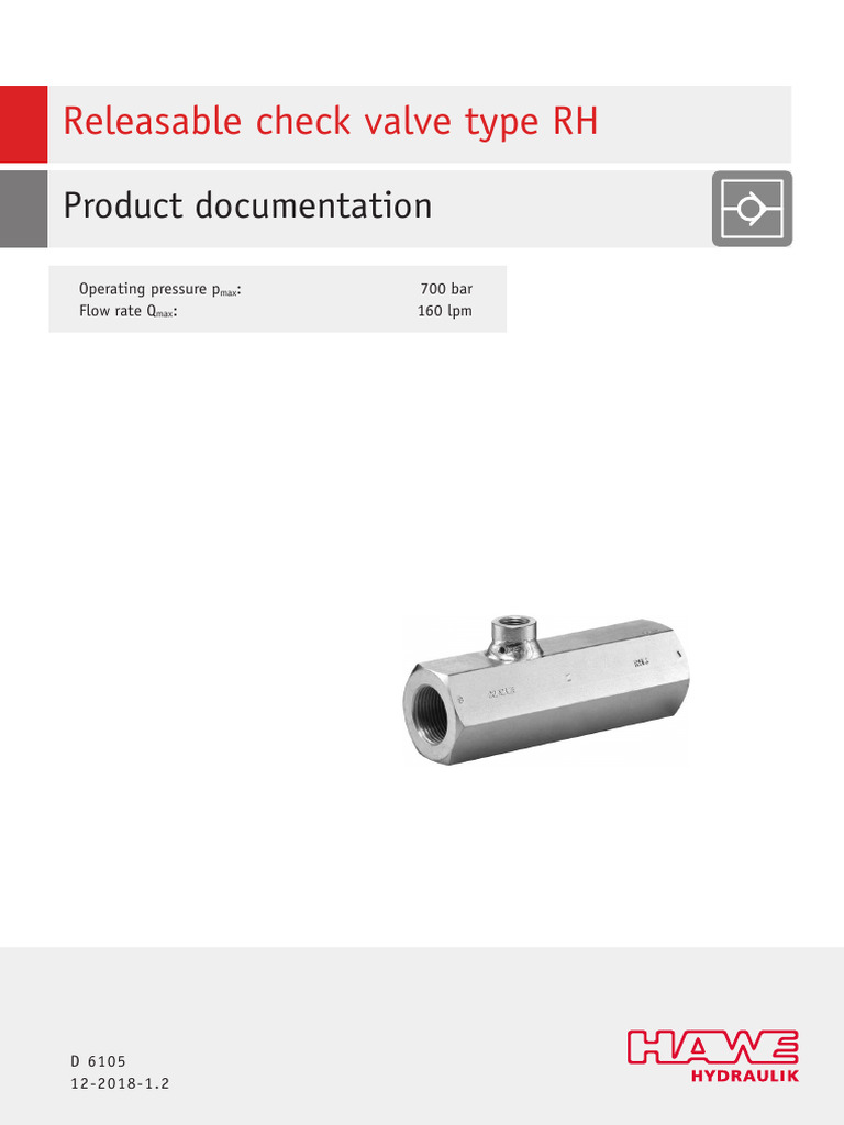Releasable Check Valve Type RH: Product Documentation | PDF | Valve ...