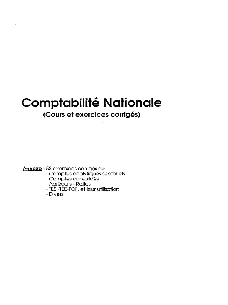 Comptabilité Nationale - Cours Et 58 Exercices Corrigés | PDF