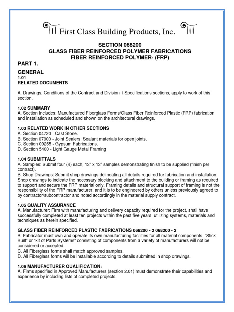 frp-specification | PDF | Fibre Reinforced Plastic | Fiberglass
