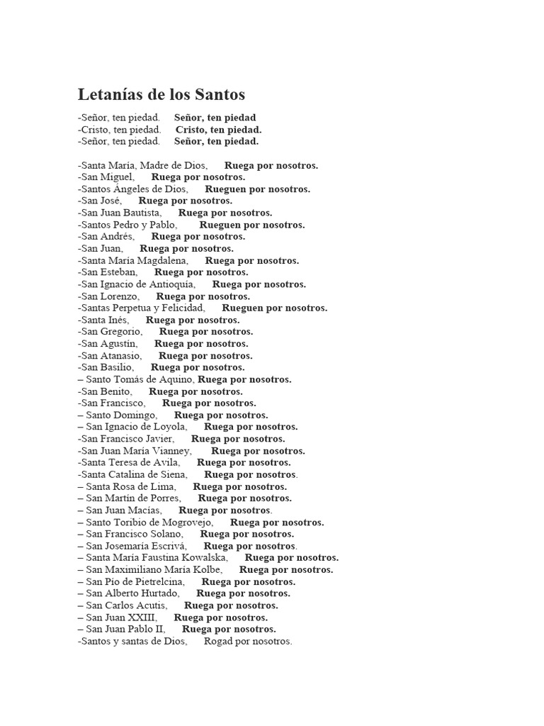 Letanías de los Santos y Oraciones | PDF | Cristo (título) | Pecado