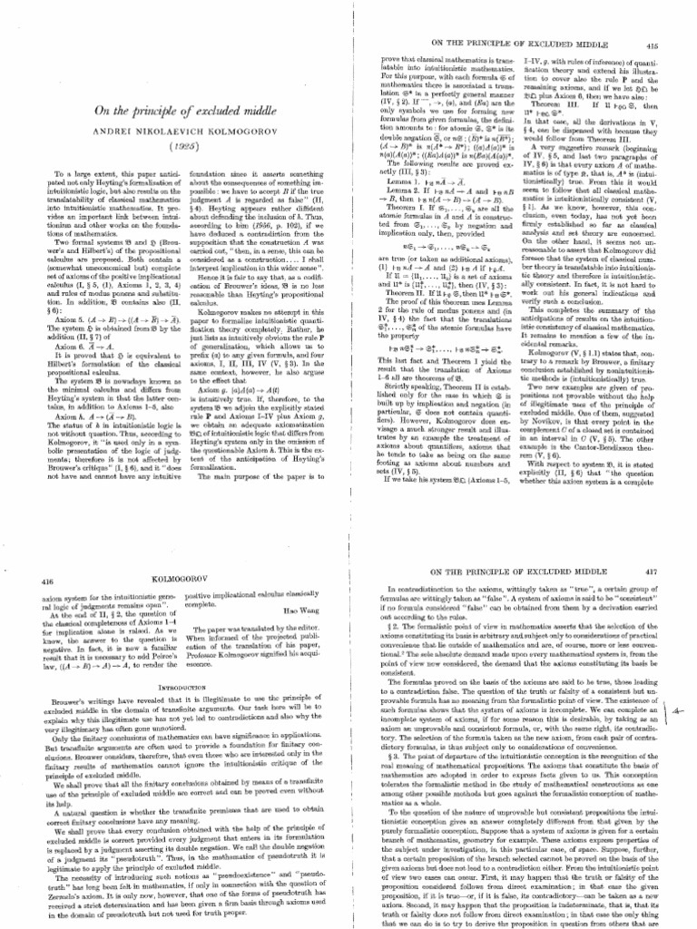Kolmogorov 25 | PDF | Mathematical Logic | Axiom
