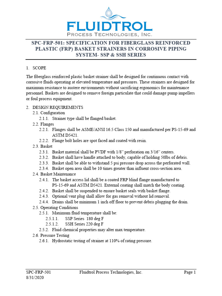 SPC-FRP-501-SSP-SSH-Rev-200831-specifications | PDF