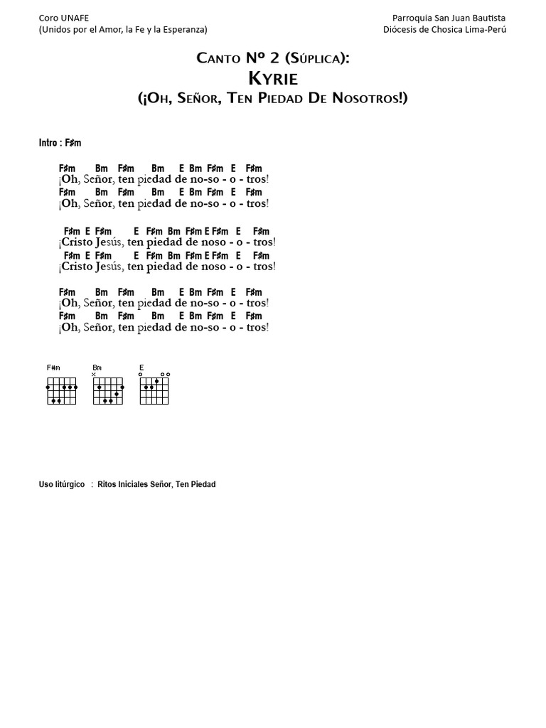 KYRIE (Oh Señor Ten Piedad de Nosotros) Canto #2 (Letra y Acordes) | PDF | Religión y espiritualidad