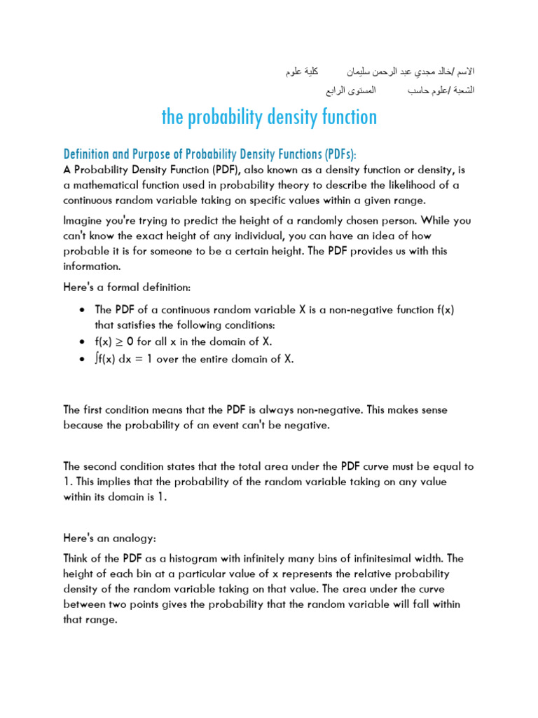 The Probability Density Function | PDF | Probability Density Function | Statistics