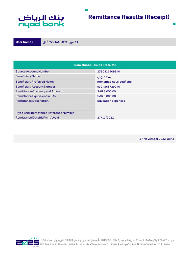 Remittance Results (Receipt) : User Name | PDF