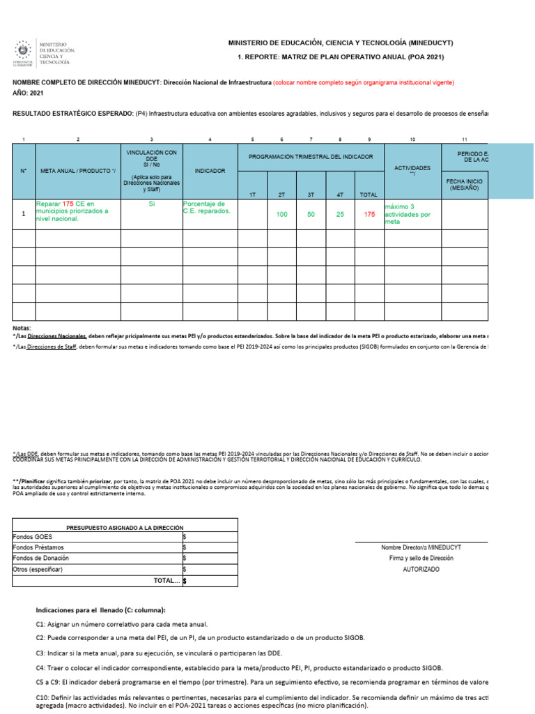 Formatos 2021 Matriz POA MR Seguim Distrib Mtas 220321 | PDF ...