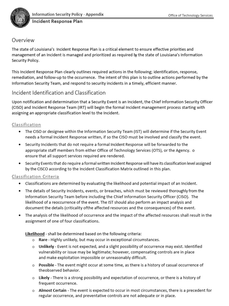 Isp Incident Response Plan | Download Free PDF | Information Security ...