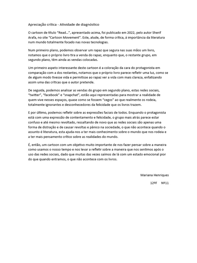 Apreciação Crítica de Um Cartoon | PDF